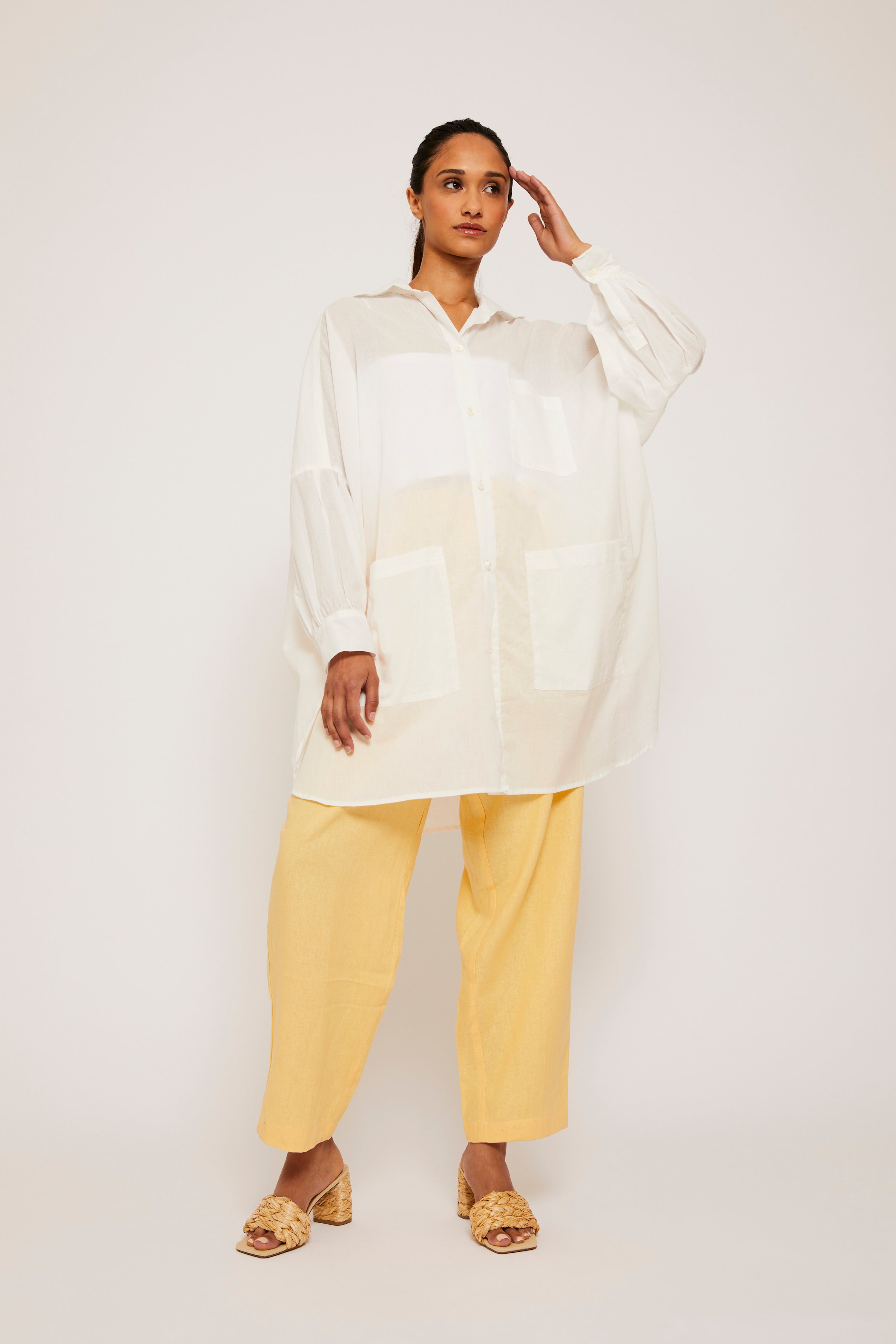 Sheer Cotton Smock Blouse - White – Altar PDX