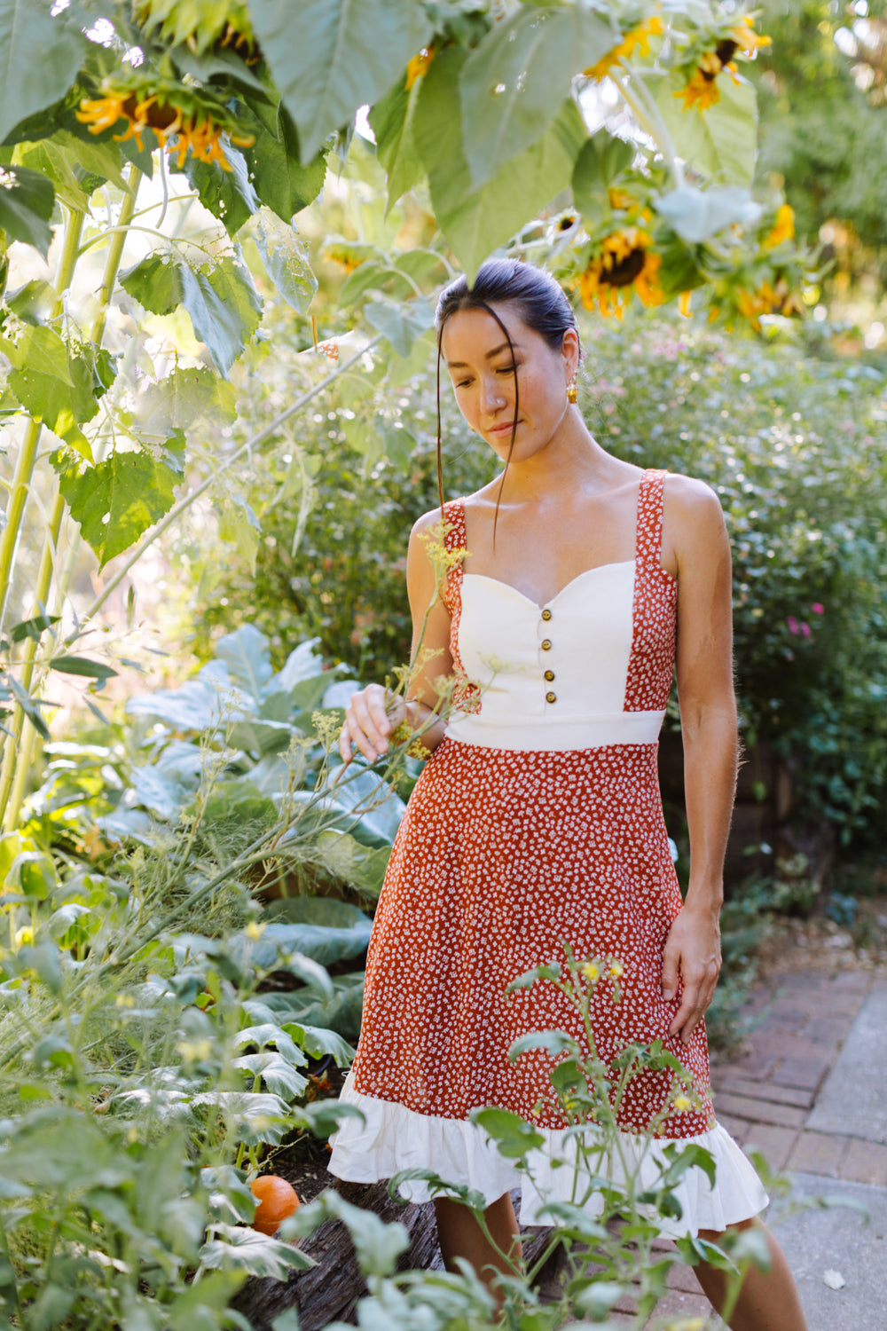 Gemma Dress in Rust Floral and Oat – Altar PDX