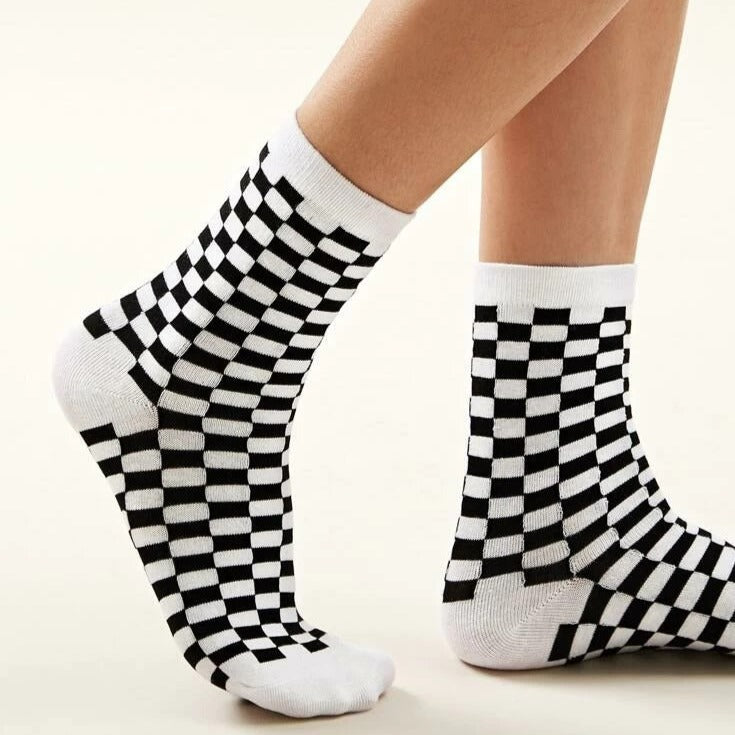 Black and White Checkered Socks from the Sock Panda (Adult Medium ...