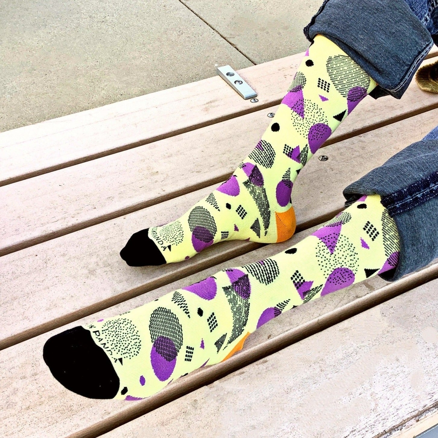 Bright Pop Art Yellow and Purple Patterned Socks from the Sock Panda ...