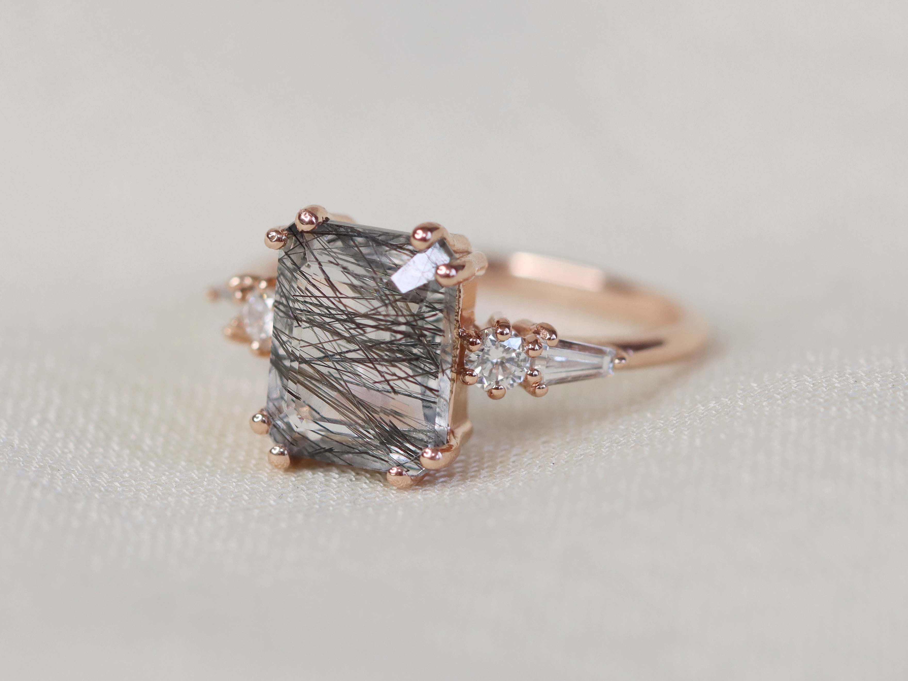 Neptune Ring - Tourmalinated Quartz and Diamonds – Altar PDX