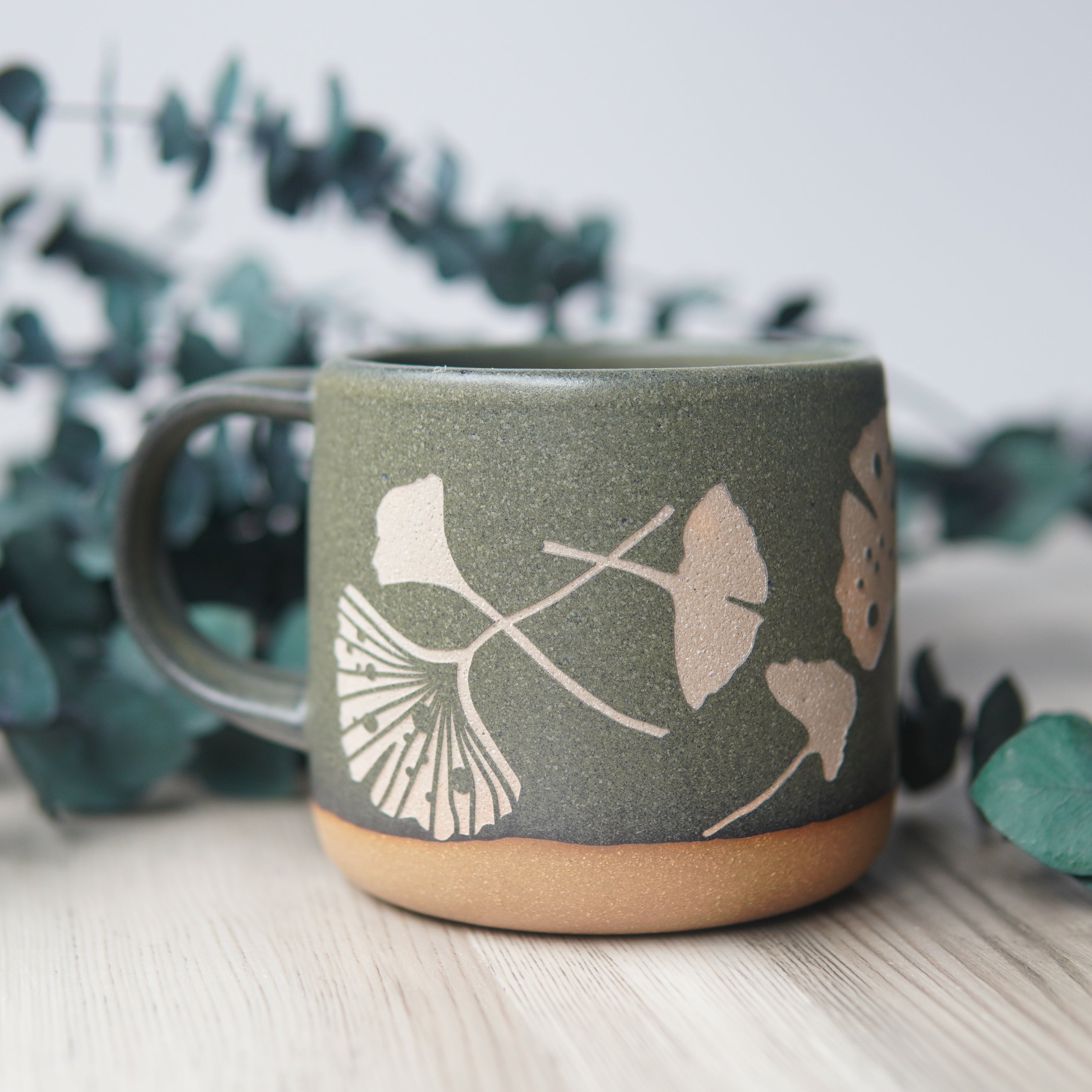 Ginkgo Leaves Mug, Forest Style Handmade Pottery – Altar PDX